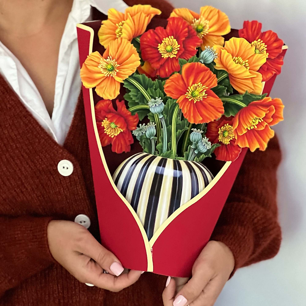 Freshcut Paper Pop Up Cards, Paper Flower Bouquet 3D Popup Greeting Cards with Note Card & Envelope, Birthday Card, Anniversary Card, Get Well Gifts for Women, 12" French Blooms