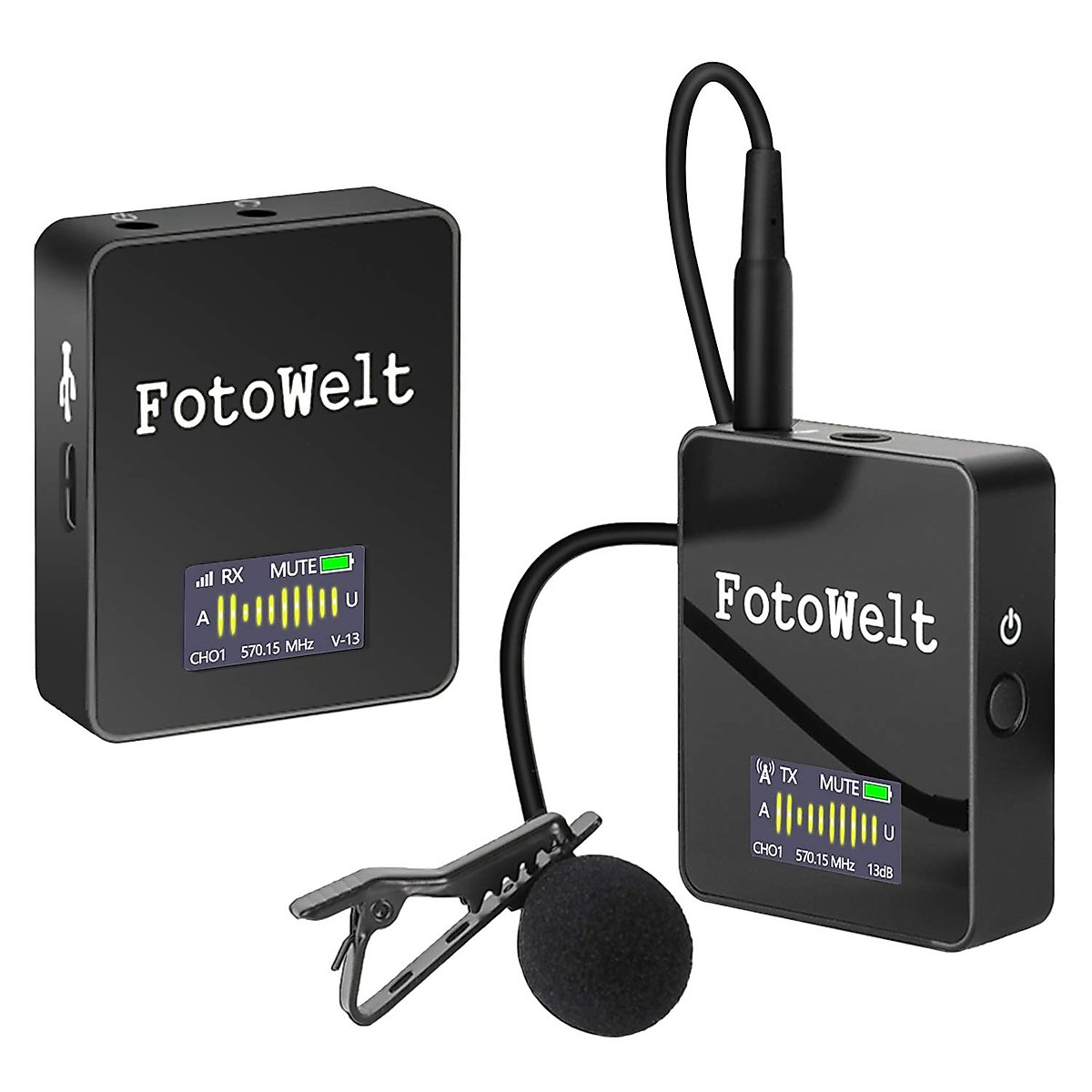 Wireless Lavalier Microphone, Lapel Microphone for DSLR Camera with OLED Display, Realtime Monitoring, Wireless Lav Mic for Podcast Interview Vlogging Youtube Video Recording