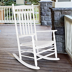 Shine Company Inc. 4333WT Rhode Island, Outdoor Rocker, Front Porch Rocking Chair, White