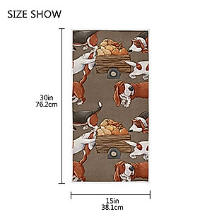 QUGRL Basset Hound Dogs Hand Towels for Bathroom Autumn Harvest Pumpkins Small Bath Towel 16x30 in, Decorative Kitchen Dish Towels Guest Fingertip Towel Washcloth for Spa Gym Sport