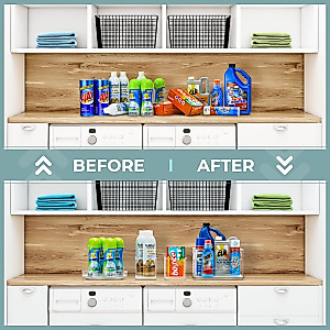 Sorbus Laundry Organizer Set, Large Stackable Bin Open Front, 2 Narrow Stackable Storage Bins, 1 Lazy Susan Organizer, - Clear Organizer Bins for Laundry Organization and Storage (Set of 4)