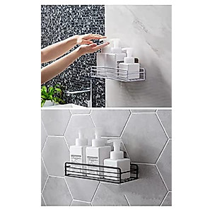 Shower caddy rack corner adhesive shower caddies shelf for inside bathroom shower storage holder bathtub organizer shower storage rack No-drilling White 2-pack HFANFI TZWJ-W