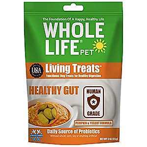Whole Life Pet Human Grade Probiotic Dog Treats - Pumpkin & Yogurt – Easy Digestion, Firmer Stool, Sensitive Stomachs - Made in The USA