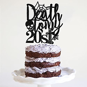 Death To My 20's Happy Birthday Cake Topper - Rip Twenties Happy 30th Birthday Black Glitter Cake Topper - Funny Happy 30th Birthday Party Decorations for Men Women