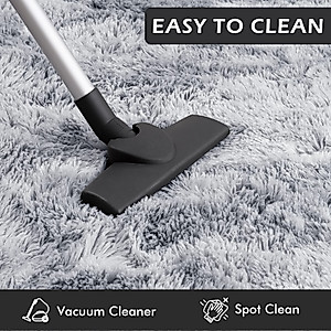 Softlife Fluffy Rug for Living Room, 6x9 Feet Plush Area Rug for Bedroom, Tie-Dyed Grey Furry Shag Rug for Aesthetic Christmas Room Decor, Soft Modern Fuzzy Faux Fur Carpet for Kids Nursery Room Dorm