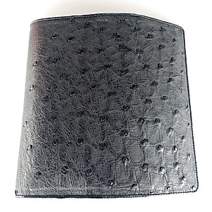 Julie Genuine Real Ostrich Skin Leather Trifold Clutch Long Black Wallet