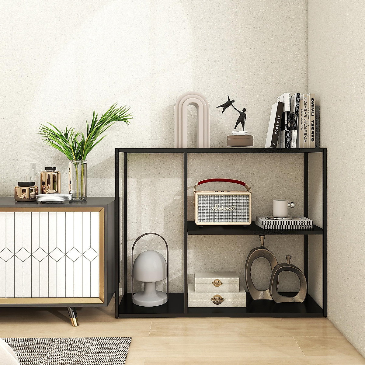 HDANI Console Table, Narrow Entryway Table, 3 Tier Metal Hallway Table, 11.8''Dx39.4''Wx31.5''H(Black)