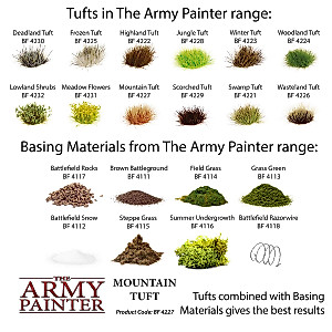 The Army Painter Tufts - Battlefield Tufts: Mountain Tuft, 77 Pcs, 3 Sizes-Terrain Model Kit for Miniature Bases & Model Grass Tufts -Diorama Supplies & Diorama Grass for Mini Basing & Gaming Scenery