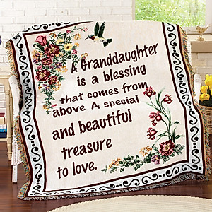 Collections Etc Floral Treasure Blessings Throw Blanket, Granddaughter