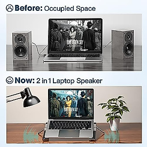 DUVOSS Bluetooth Speaker, Portable Laptop Stand with Wireless Speakers, True 3D Stereo Sound for Home Office, Foldable Laptop Speakers, Unique Ideal Gifts for Men Women