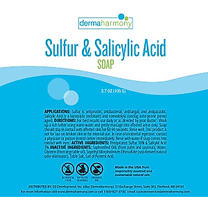 DermaHarmony 10% Sulfur and 3% Salicylic Acid Bar Soap 3.7 oz (2 Bars)