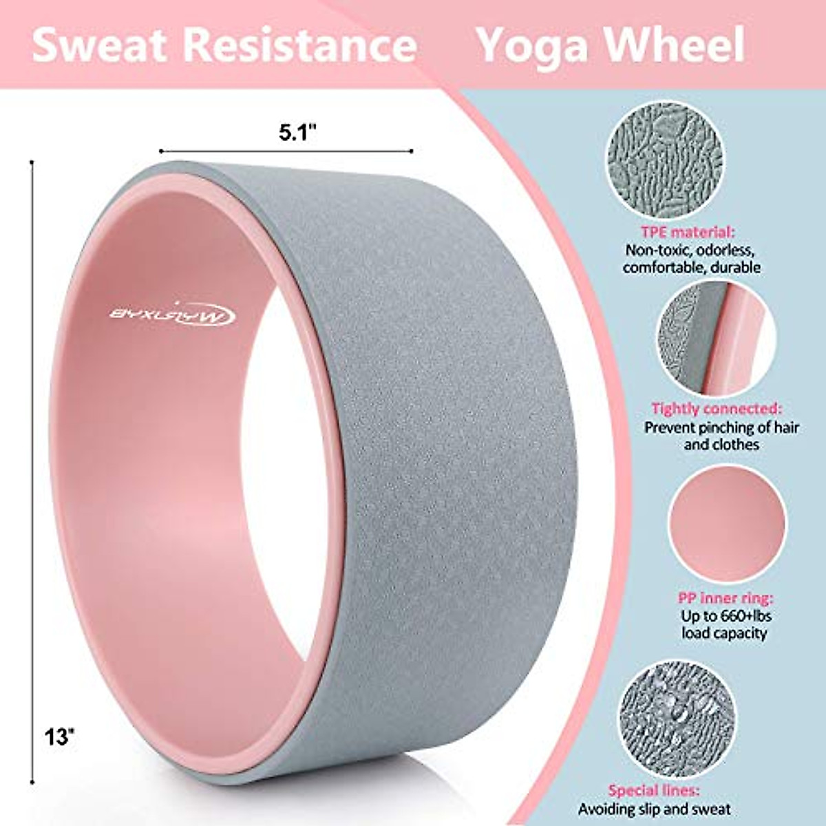 Yoga Wheel Set (11-in-1),Yoga Wheel Back Wheel for Back Pain, Yoga Blocks 2 Pack with Strap, Resistance Bands,Yoga Wheel Bag, Perfect Yoga Accessory for Stretching and Improving Backbends (Grey)