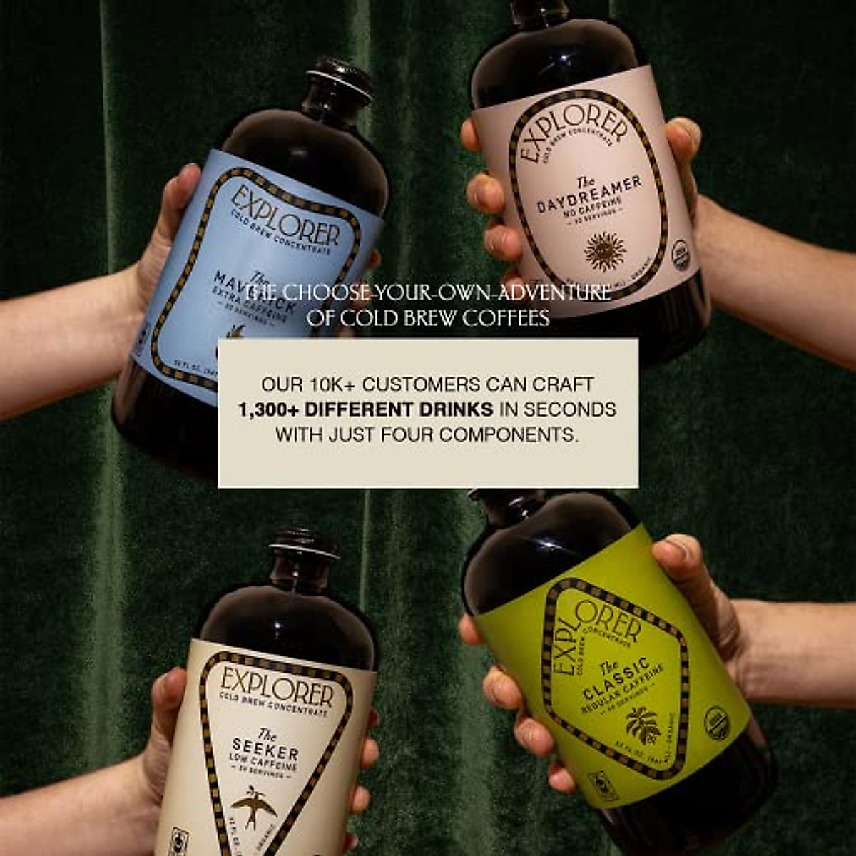 Explorer Cold Brew Organic Liquid Coffee Concentrate, Daydreamer Decaf, Drink Iced or Hot, 32 fl oz, Makes 20+ Cups