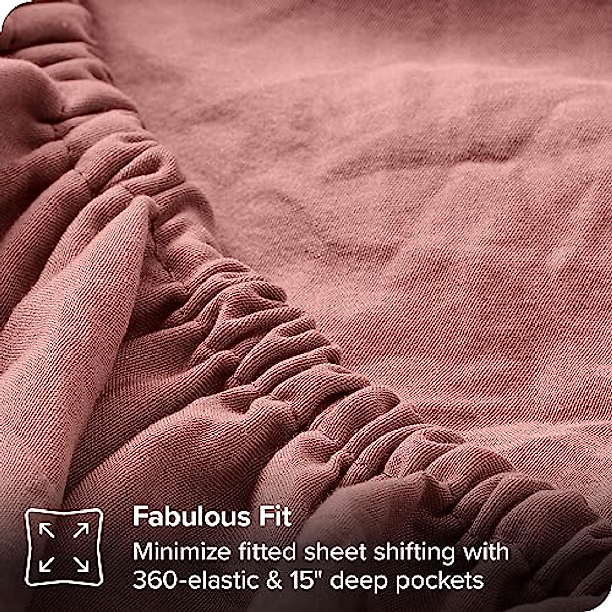 Bare Home Sandwashed Queen Sheet Set - Premium 1800 Ultra-Soft Microfiber Bed Sheets - Double Brushed - Hypoallergenic - Stain Resistant (Queen, Sandwashed Dusty Rose)