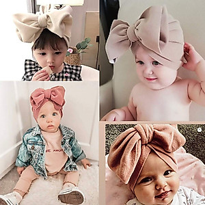 JIAHANG Baby Girl Velvet Big Hair Bow Turban Hat Oversized Bowknot Head Wrap Beanie India Cap Warm for Infant Toddlers 6PCS(bowknothat New)