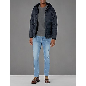 Amazon Essentials Men's Long-Sleeve Water-Resistant Sherpa-Lined Puffer Jacket, Black, Medium