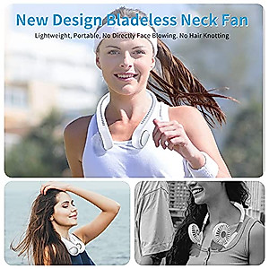 SmartDevil Portable Neck Fan, Hands Free Bladeless Neck Fan, Rechargeable Wearable Personal Neck Fan, 360° Cooling Hanging Neck Fan, 3 Speeds, 48 Air Outlet, for Travel, Sports, Outdoor (White)