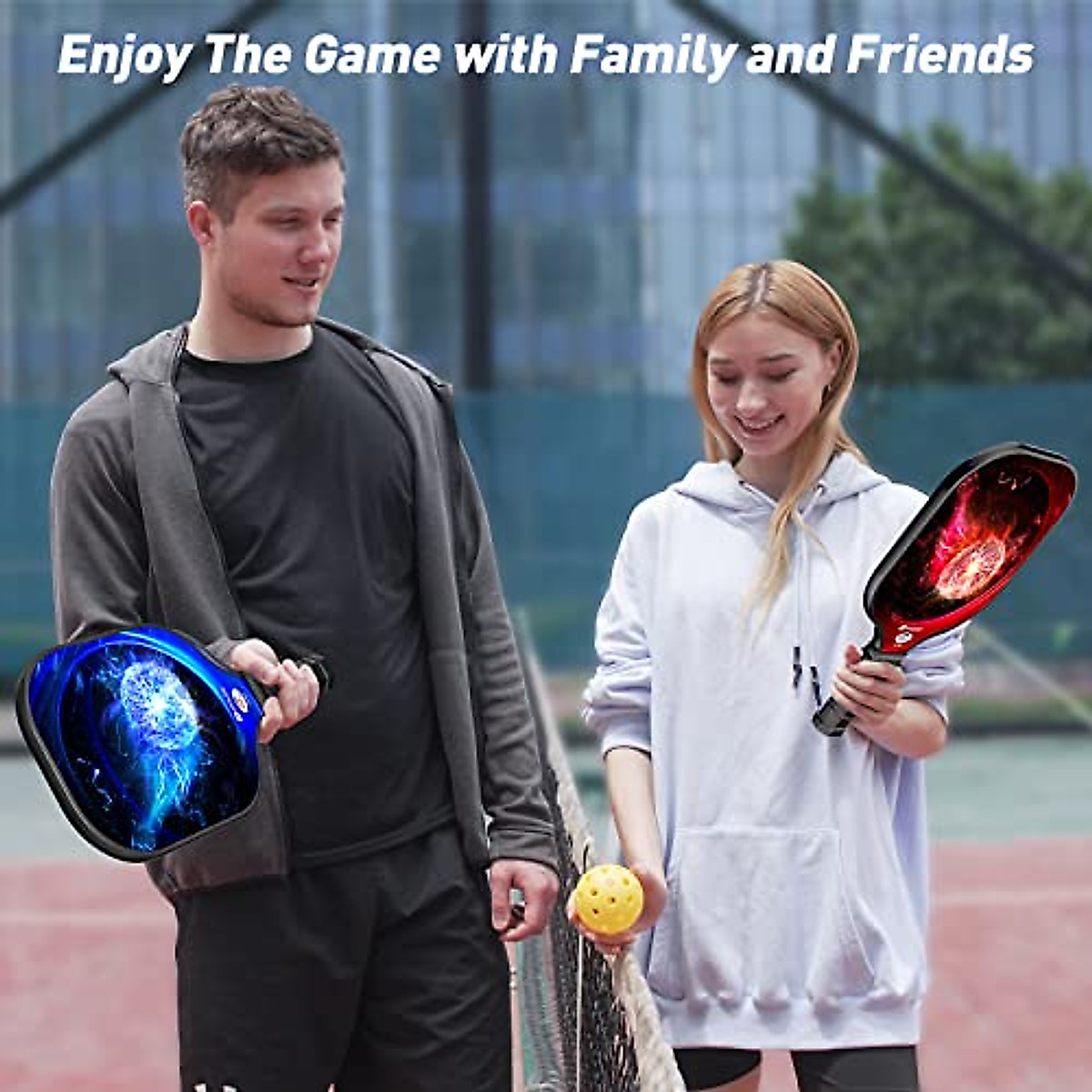 NATOLIKE Pickleball Paddles, USAPA Approved Lightweight Pickleball Paddles Set of 4, Fiberglass Surface & Polypropylene Core Pickleball Set, 4 Pickleball Rackets, 4 Balls, 4 Cooling Towels & Carry Bag