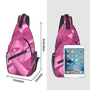 KUOAICY Breast Cancer Pink Ribbon Crossbody Bags For Women Men Chest Shoulde Hiking Travel Accessories Daypacks, One Size