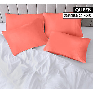 Utopia Bedding Queen Pillow Cases - Pack of 4 - Envelope Closure - Soft Brushed Microfiber Fabric - Shrinkage and Fade Resistant Pillow Covers Queen Size 20 X 30 Inches (Coral)