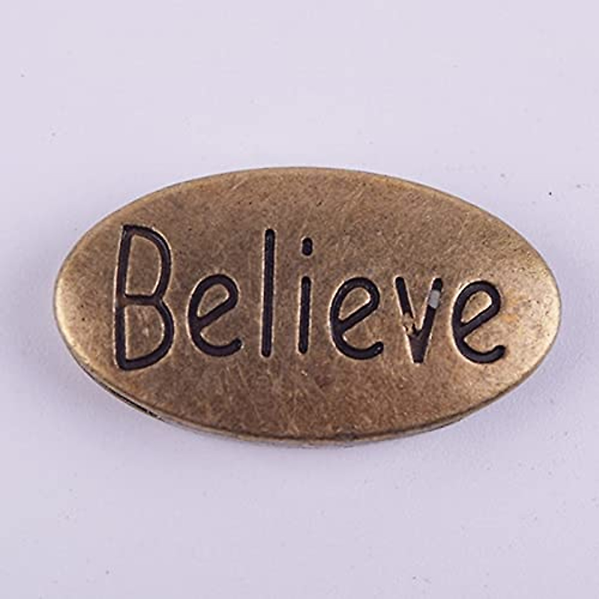 FC-29592 50Pcs/Lot Silver or Bronze Long Oval Shaped Hand Made Believe Letter Spacers Beads DIY Jewelry Making Material Findings - ( Type: Bronze )