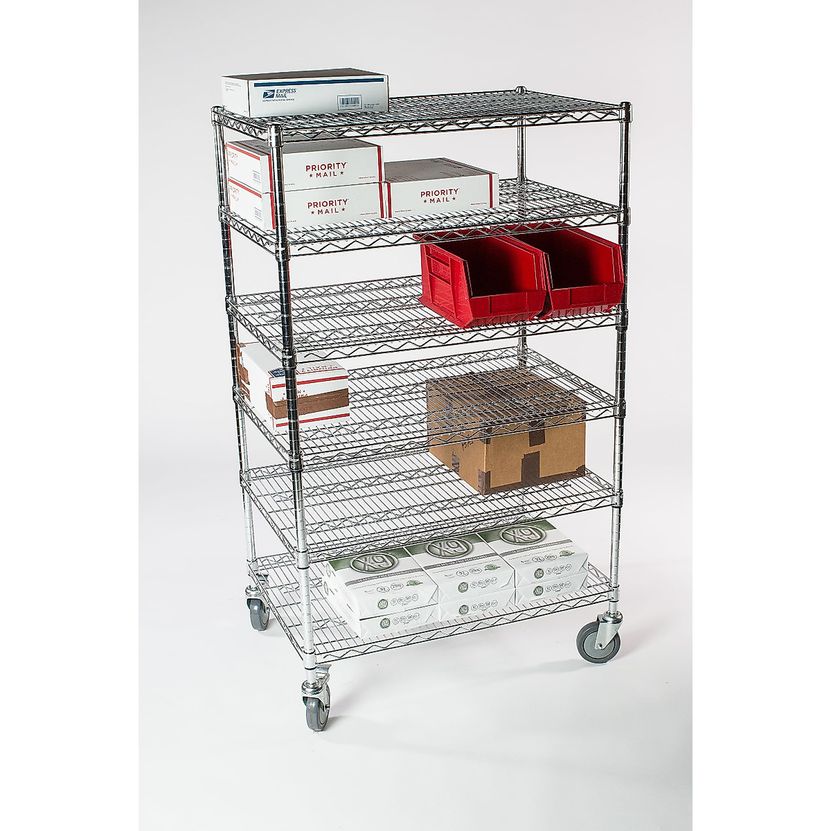 Omega Shelving Storage | 5 Tier Truck Shelving Unit 18" Deep x 36" Wide x 80" High- 1200 lb Capacity per Shelf, Adjustable Wire Shelving, Tool-Free Assembly |Chrome Garage Shelving