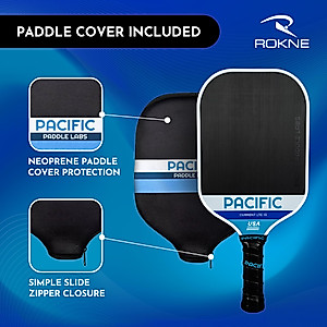 PACIFIC PADDLE LABS Current Carbon Fiber Pickleball Paddle | USAPA Approved Pickleball Paddles | Pro Grit Texture, Max Spin & Comfort | Pickle Ball Paddles Include Pickleball Paddle Cover | 16MM