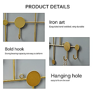 Dianhengmi Coat Rack Wall Mounted, 5 Wall Hooks Heavy Duty Gold Metal Hanger, Coat Hooks for Coat Hat Towel Purse Robes Mudroom Bathroom Entryway (2 Packs)