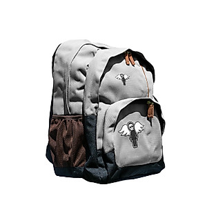 Retro Punk-Style Canvas Backpack (Grey w/Angel Decal)