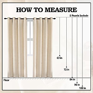 SNITIE Ivory Beige 63in Long Velvet Blackout Curtains with Grommet, Super Soft Thermal Insulated Noise Reducing Thick Velvet Drapes for Living Room and Bedroom, Set of 2 Panels, 52 x 63 Inch Long