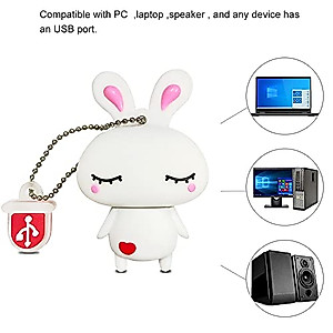 32GB USB Flash Drive Cartoon Rabbit-Shaped, BorlterClamp Cute USB Drive Thumb Drive Memory Stick for External Data Storage