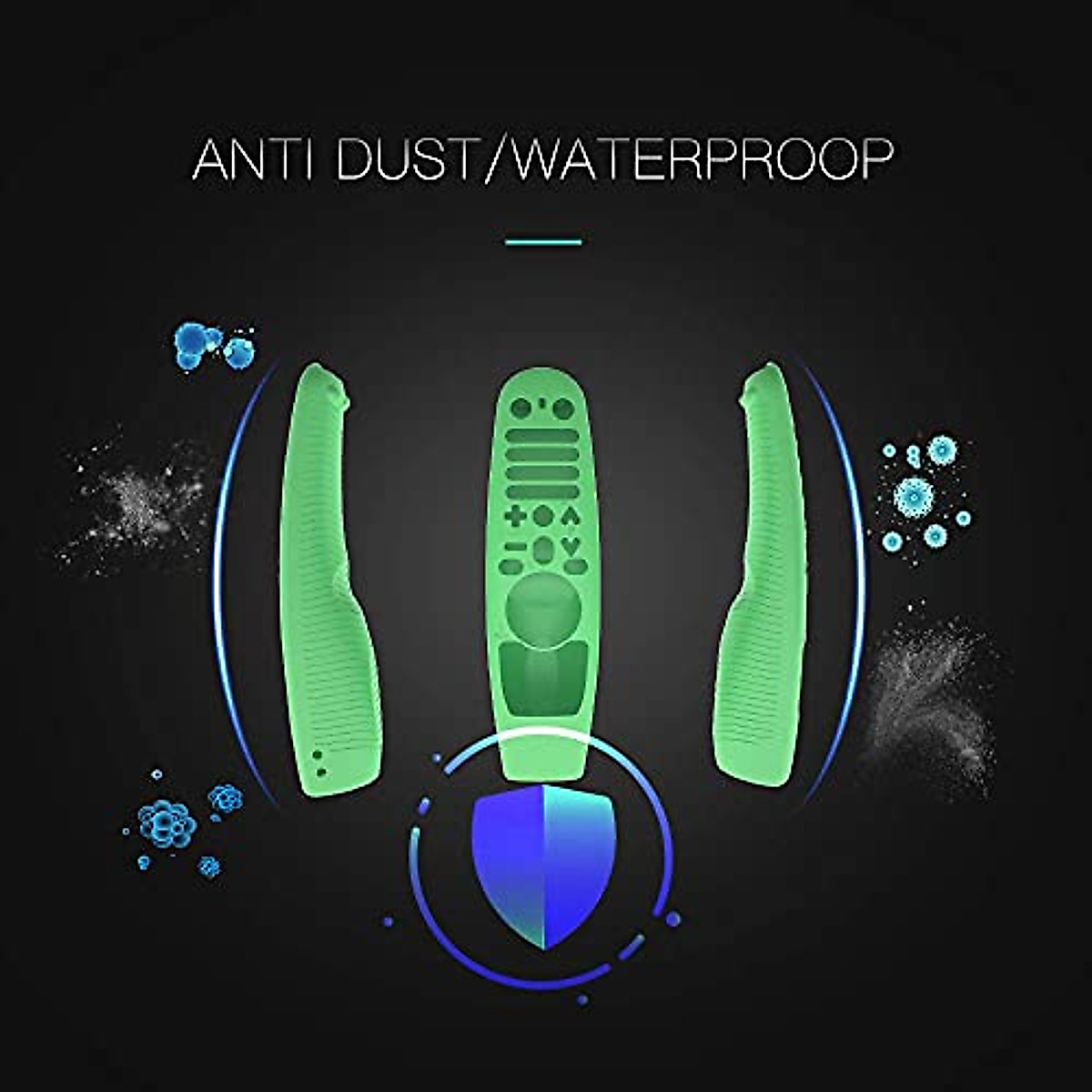 2Pcs Upgraded Protective Cover for LG AN-MR600 / LG AN-MR650 / AN-MR18BA / AN-MR19BA Remote Control Case for LG Smart TV,WQNIDE Silicone Case Anti/Drop/Slip/Scratch/Dust/Water (Blue+Glowing Green)