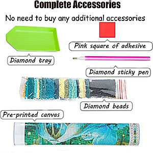 QAZWSX Angel Wings Diamond Painting Kits, Dreamlike Feather Fairy Tales Diamond Art for Adults Kids Full Round Drill Kit Crystal Pictures for Home Wall Decor Christmas Gifts 12x16 inch /30x40 cm