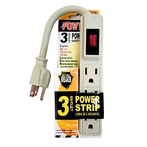 1 Pc 3 Outlet Surge Protector Power Strip Grounded Flat Plug 5" Extension Cord