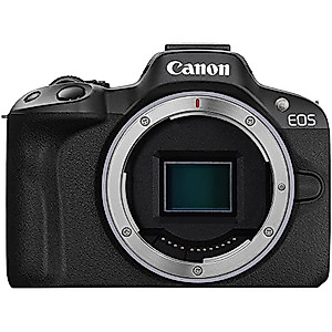 Canon EOS R50 Mirrorless Camera (Black) (5811C002) + 64GB Memory Card + Bag + Charger + LPE17 Battery + Card Reader + Memory Wallet + Cleaning Kit (Renewed)