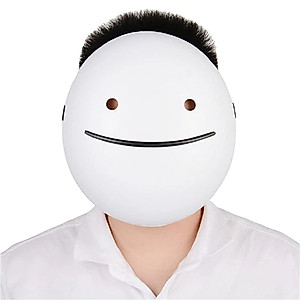 Unisex Halloween Dream Mask Anime White Smile Dream Masks Full Face Mask Helmet Cosplay Props Party Accessories, 9 inch
