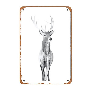 B And W Deer Metal Signs Decoracin Vintage Metal Tin Signs 12x8 Inch Iron Painting Wall Decor Restaurant Bar Cafe Club Kitchen Decor Tin Painting