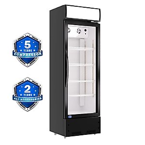 okeyolive 11 Cu Ft Commercial Merchandiser Refrigerator, Glass Door Upright Display Fridge with LED Lighting, Large Freestanding Beverage Cooler