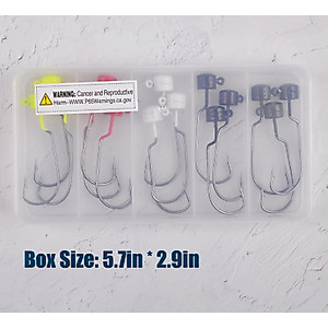 Ned Rig Jig Heads 3/8oz 15pcs Finesse Mushroom Head Offset Jig Hooks Wide Gap Weedless Ned Rig Hooks for Soft Lures Bass Fishing