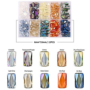 FZQ ZYYWL150Pcs Crystal Glass Beads Bar Cuboid Tube Straight Spacer for Bracelet Necklace Jewelry Making DIY Crafting Findings - 12x6mm (12x6mmCubeGlassBeads)