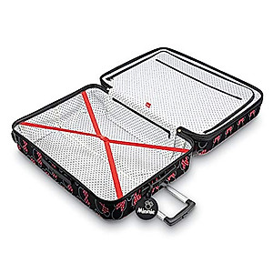 American Tourister Disney Hardside Luggage with Spinner Wheels, Black,White,Red/Minnie Mouse Head Bow, Carry-On 21-Inch