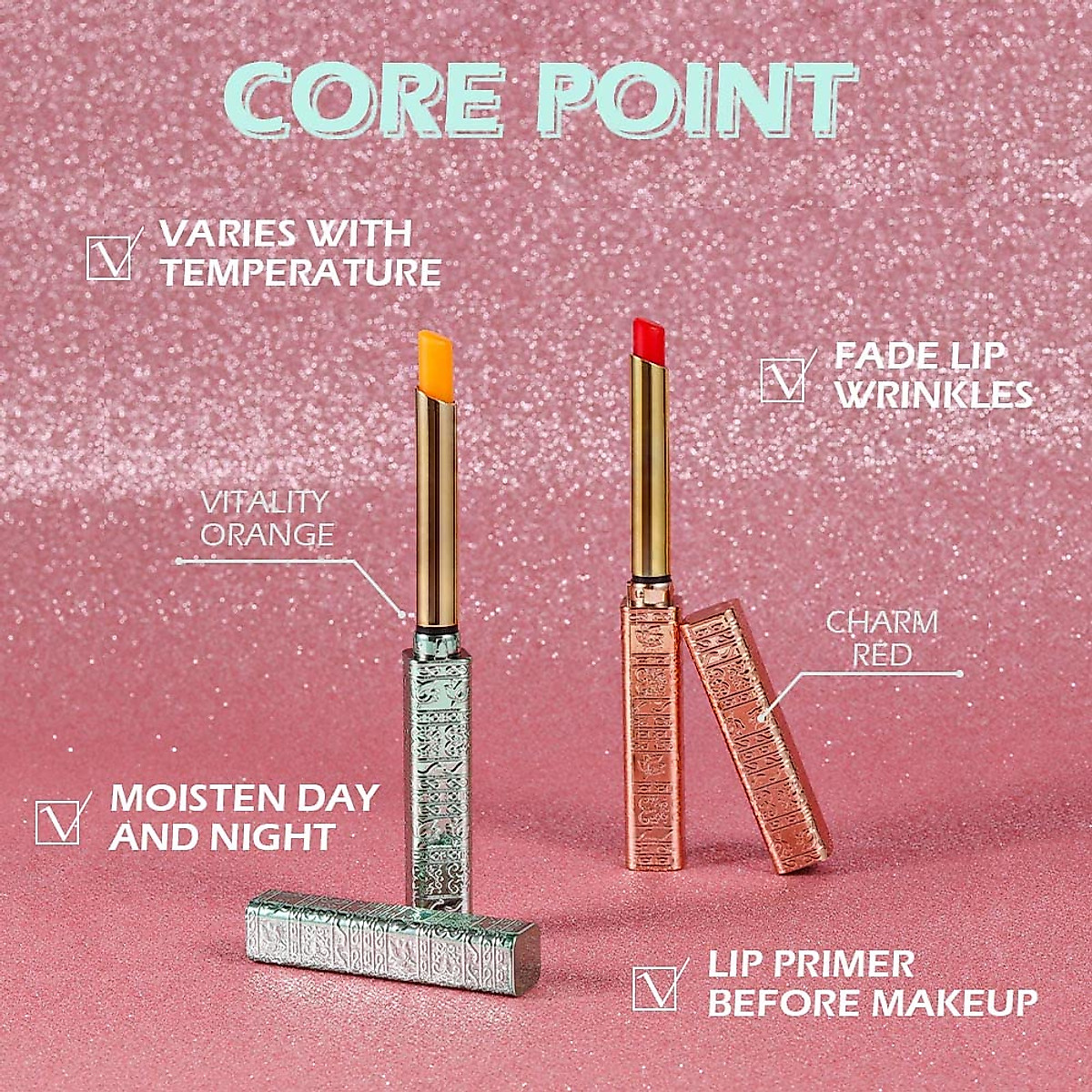 BINGBRUSH Color Changing Lip Balm, Moisturizing, 2 Pcs