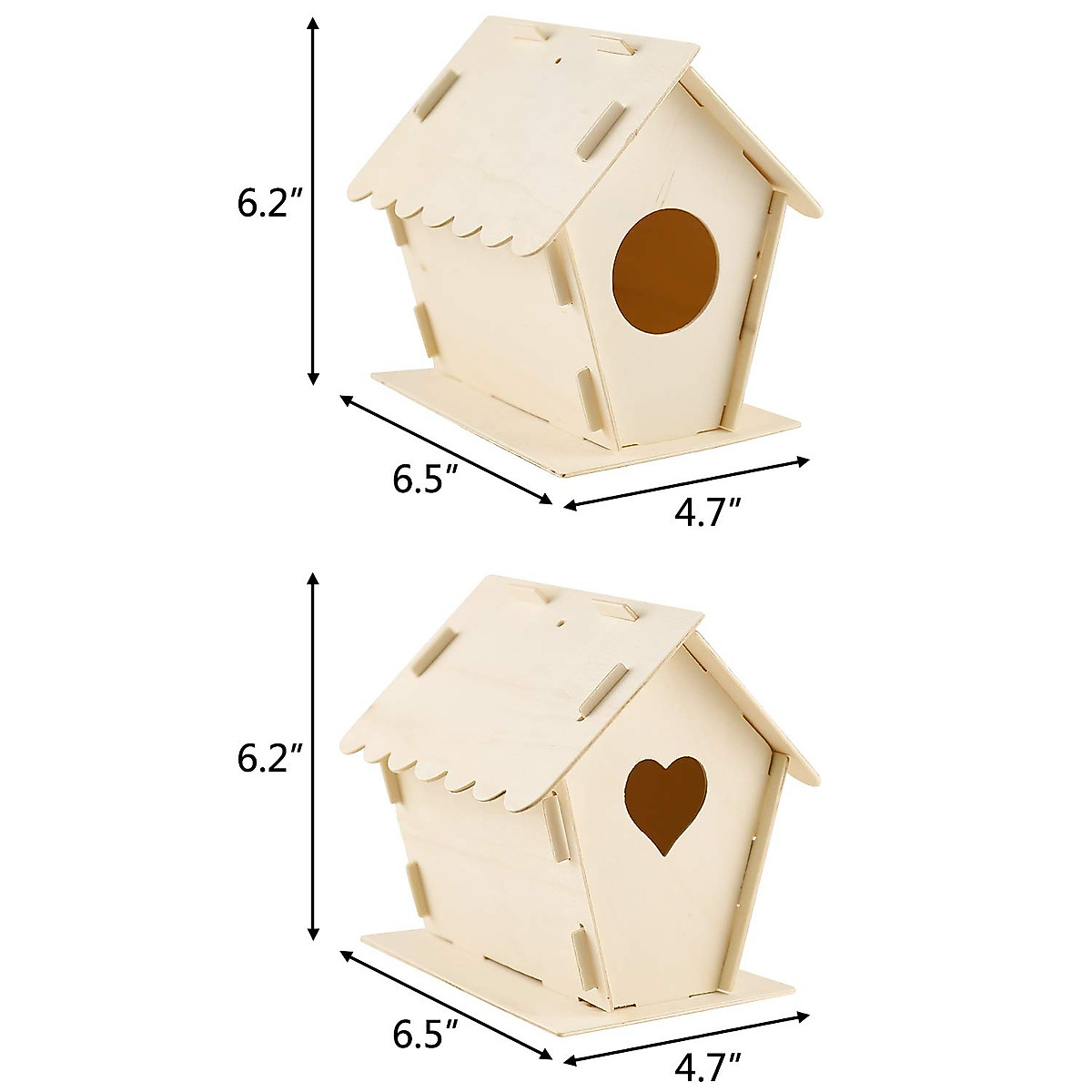 GARDWENS DIY Bird House Kit for Kids, 2 Pack Big Wooden Birdhouse Kits Build and Paint Creative Arts Crafts Hanging Kit Suitable for Girls Boys Age 3-12 Activities Decoration