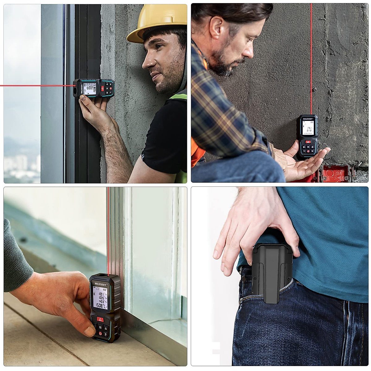MiLESEEY G2 200FT Laser Measurement Tool with ±0.06 Inch Accuracy, Distance Area Volume Measure and Pythagoras, Portable Handle Laser Measure with ft/in/ft+in/m Unit Switch & Digital Angle (200FT)