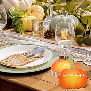 Qilery 100 Pcs Thanksgiving Thankful for Fill in Gratitude Cards Thankful for Table Place Cards Pumpkin Fall Paper Cutouts for Thanksgiving Harvest Orange Party Catering Events Dinning Party Favors