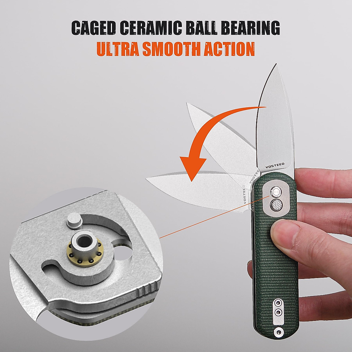 Vosteed Corgi Pup Small Flipper Pocket Knife for Men Women Gifts, 2.37" 14C28N Blade EDC Folding Knife, Patented Trek Lock Gentleman's Pocket Knife with Clip - Micarta Handle with Titanium Insert