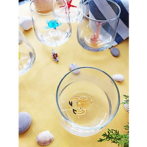 HeguSun 3D Drinking Glass Cup with Cute Animal Figurine Inside, Hand Blown Glass Ocean Life Animals Figures Inside Mug, Stemless Glass for Wine, Water, Milk, Beverages, 12oz(Ocean Animals)