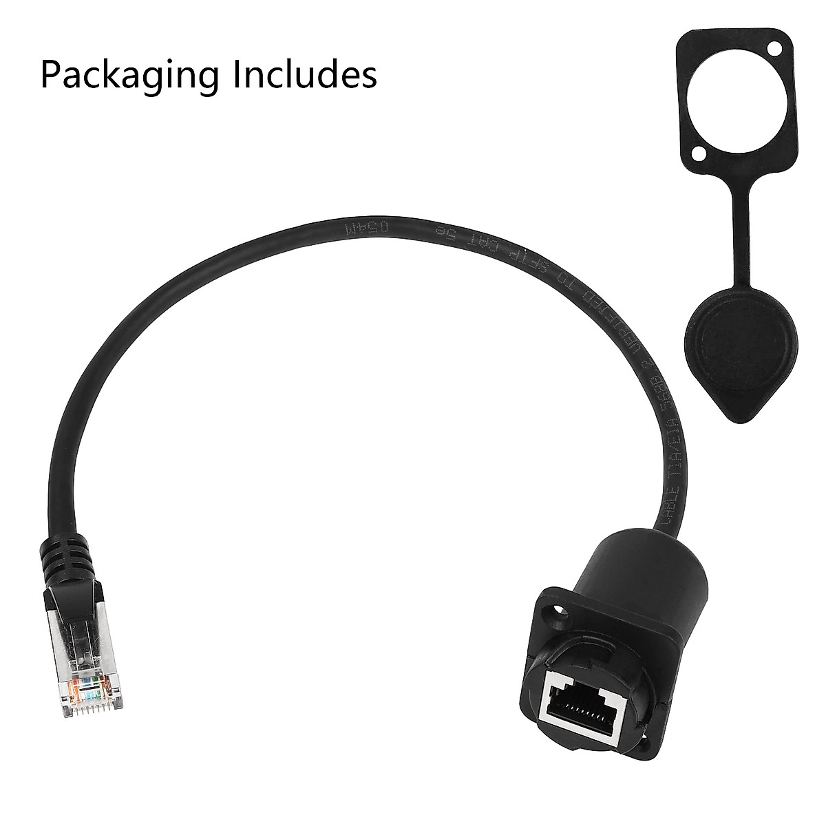 CERRXIAN 35cm RJ45 Male to Female Cat5 5e 6 Waterproof Panel Mount LAN Network Ethernet Extension Cable with Cap