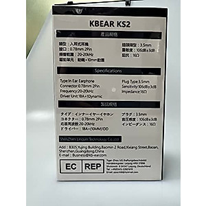 KBEAR KS2 iem, in Ear Monitor Headphones Hybrid 1BA 1DD Wired Earbuds Stereo Bass HiFi IEM Earphone Noise Cancelling High Resolution with Detachable Cable for Running Gaming Sport(without mic, Black)