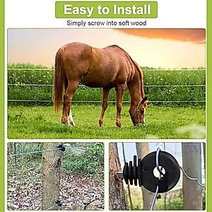 BIGJJIN 50Pcs Electric Fencing Ring Insulators, Screw Insulators, Screw-in Ring Insulators Electric Fence Accessories for Wood Post + 1pc Insulator Socket Tool